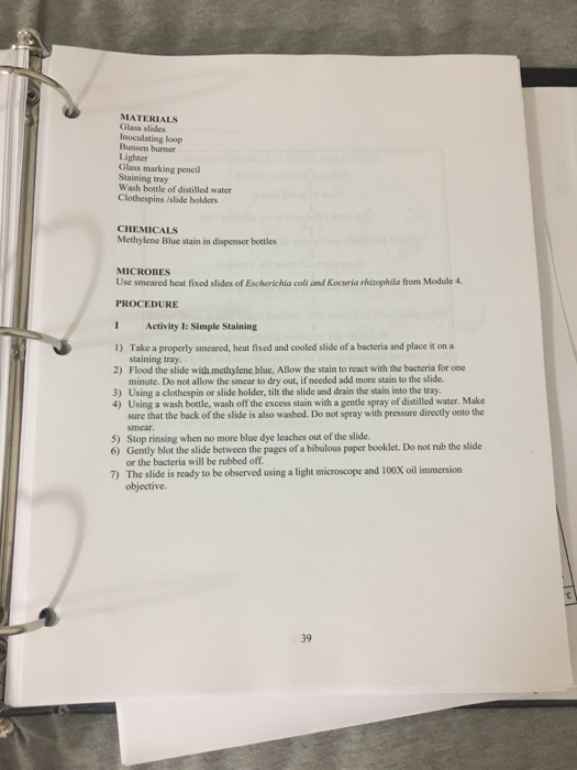 Solved MODULE S SIMPLE STAINING OBJECTIVES Be familiar or be | Chegg.com