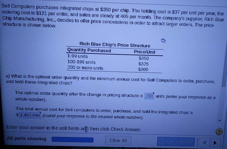 Solved Bell Computers purchases integrated chips at $350 per | Chegg.com
