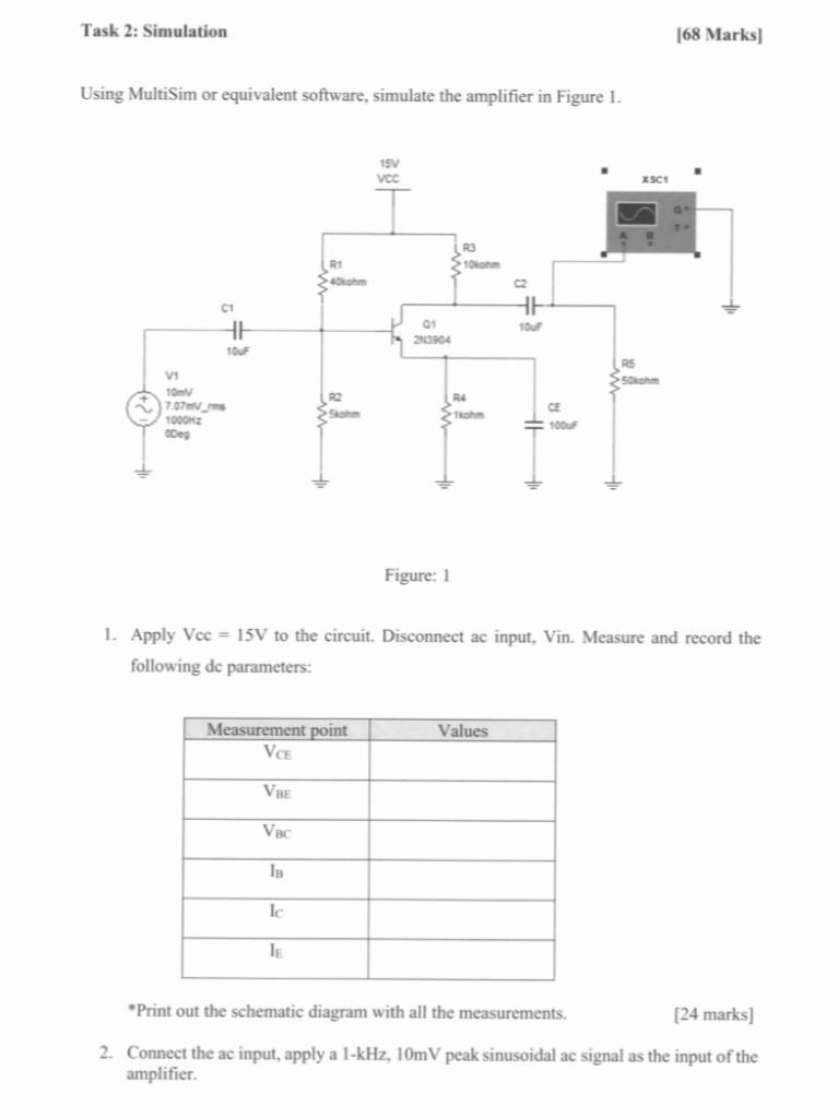 Solved Task 2: Simulation 168 Marks) Using MultiSim or | Chegg.com