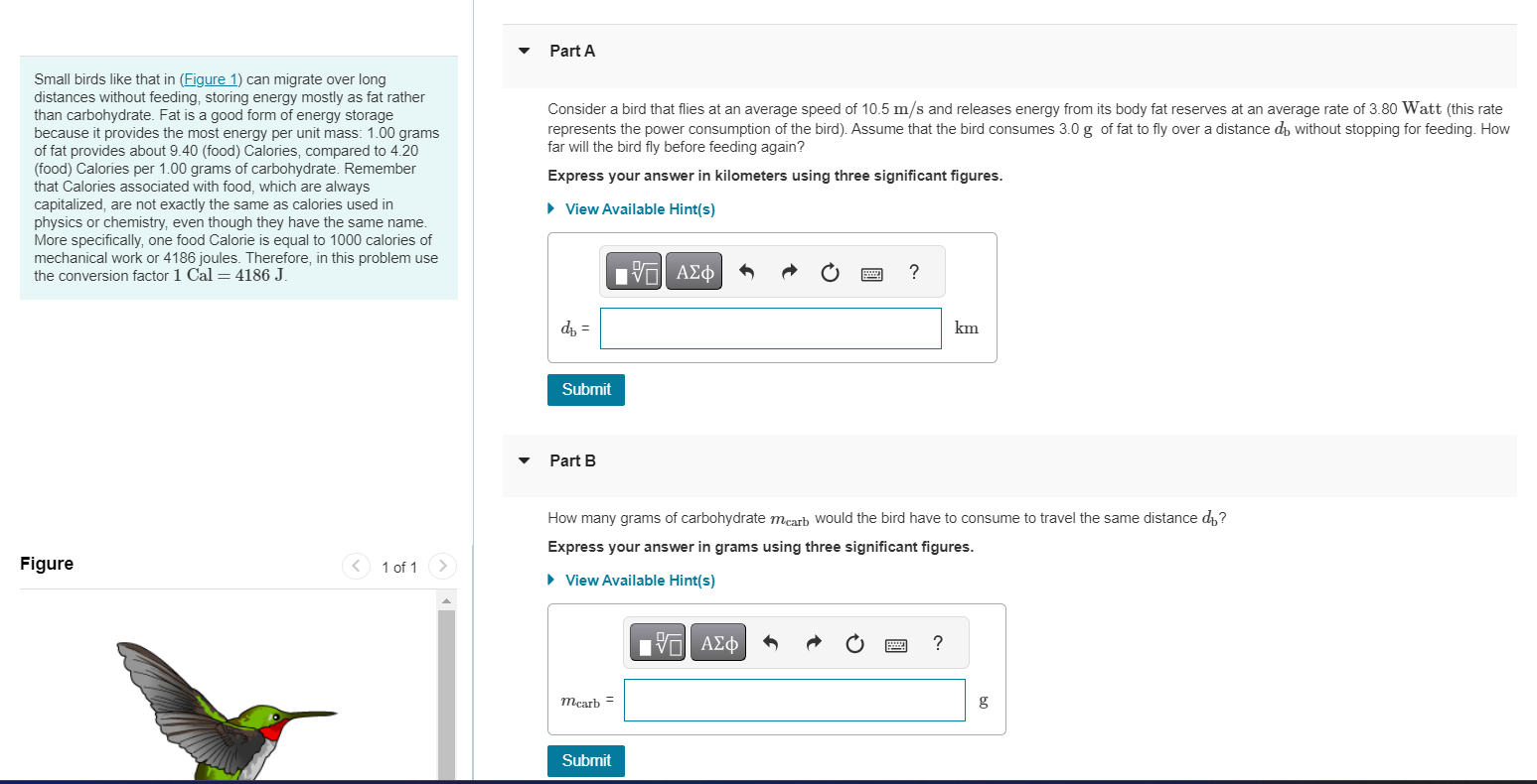Solved Small birds like that in (Figure 1) ﻿can migrate over | Chegg.com