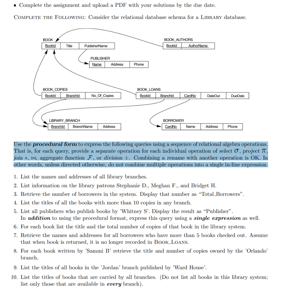 Solved • Complete the assignment and upload a PDF with your | Chegg.com
