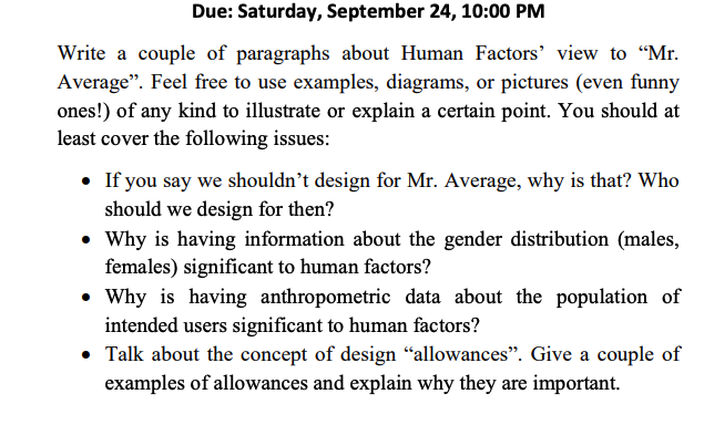 Solved Write a couple of paragraphs about Human Factors' | Chegg.com