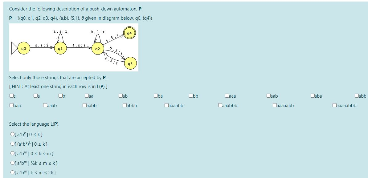 Solved Consider the following description of a push-down | Chegg.com