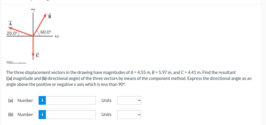 Solved The three displacement vectors in the drawing have | Chegg.com