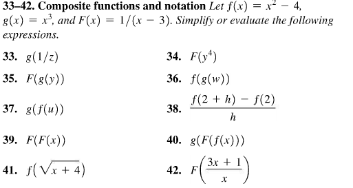 Solved 33-42. Composite functions and notation Let f(x) -- | Chegg.com