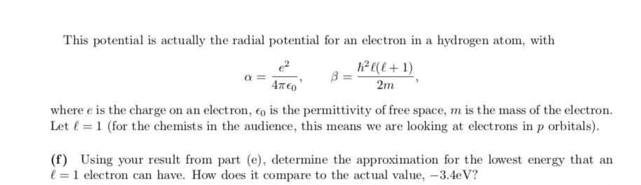 Solved Consider a potential of the form V(x) = Here, a and B | Chegg.com