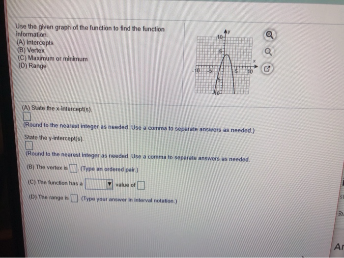 Solved Use the given graph of the function to find the | Chegg.com