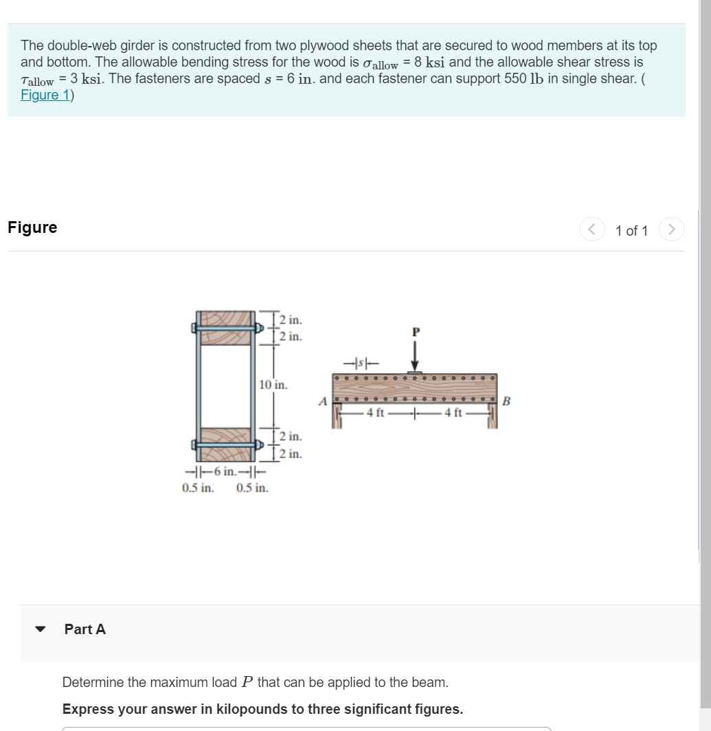 Solved The double-web girder is constructed from two plywood | Chegg.com