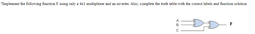 Solved Implement The Following Function F Using Only A 4x1 