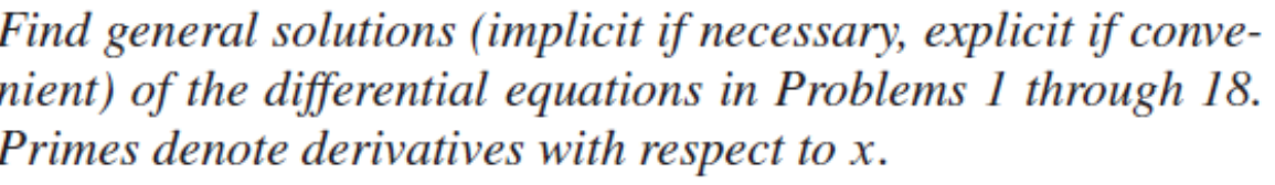 Solved Find general solutions (implicit if necessary, | Chegg.com