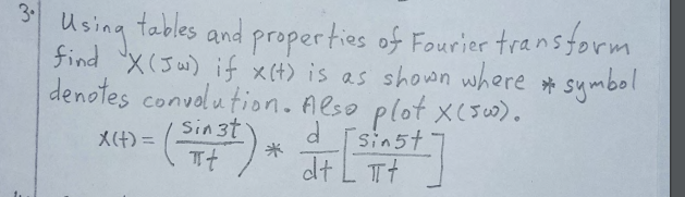 Solved 3. Using tables and properties of Fourier transform | Chegg.com