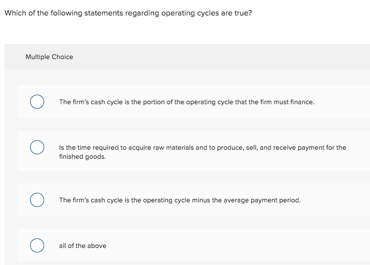 Solved Which of the following statements regarding operating | Chegg.com