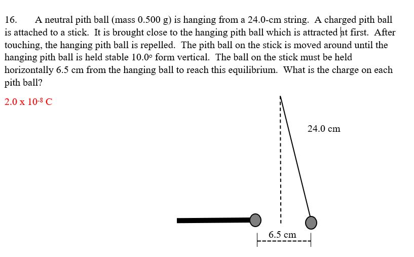 Please show all work! A neutral pith ball (mass 0.500 | Chegg.com
