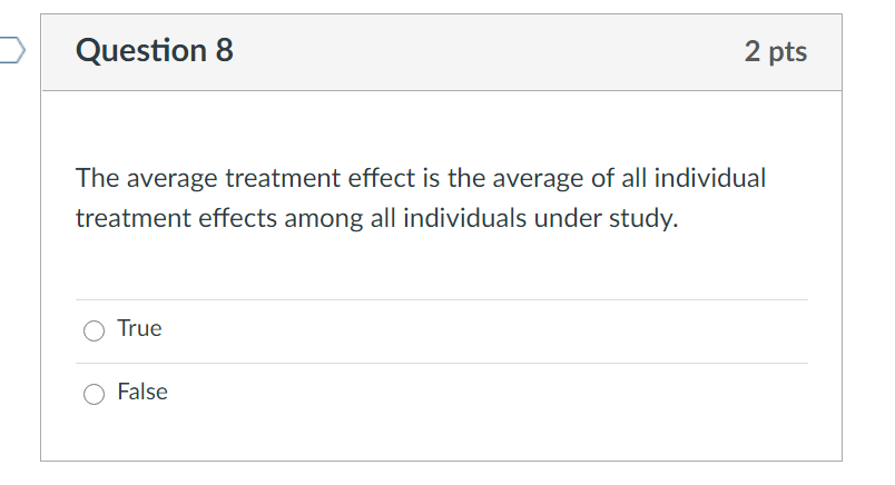 Solved The average treatment effect is the average of all | Chegg.com