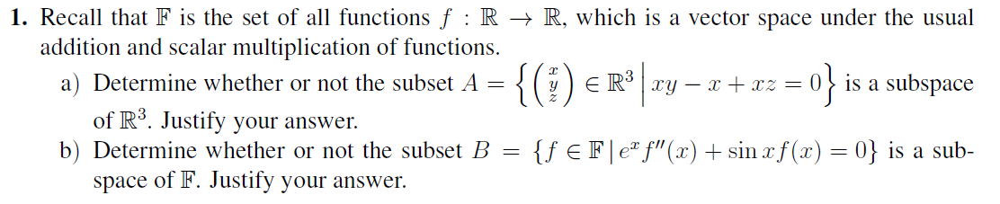 Solved Recall that F ﻿is the set of all functions f:R→R, | Chegg.com