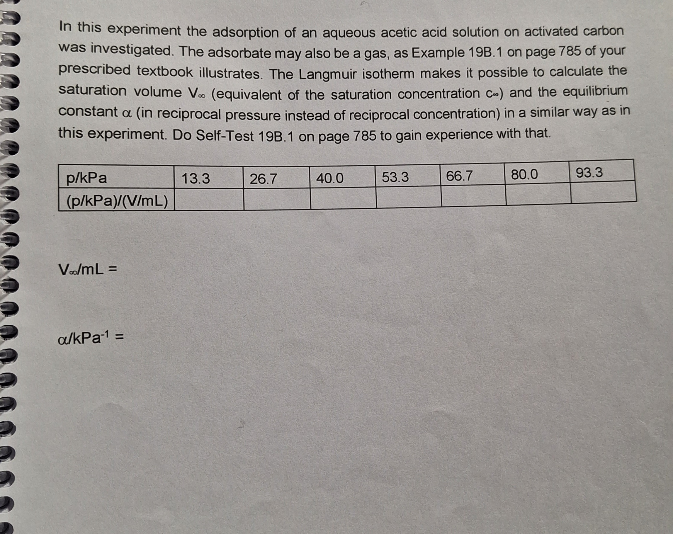 Solved In this experiment the adsorption of an aqueous | Chegg.com
