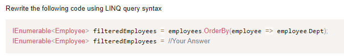 Solved Rewrite The Following Code Using Linq Query Syntax
