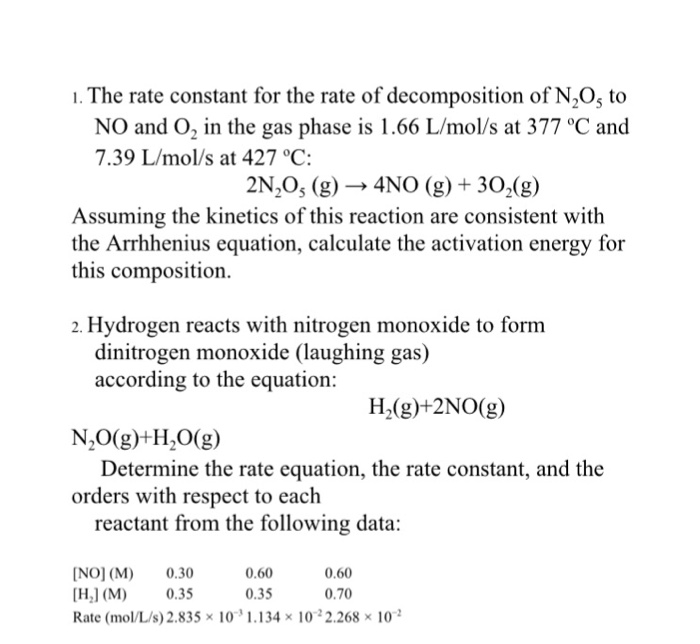 Solved The rate constant for the rate of decomposition of | Chegg.com