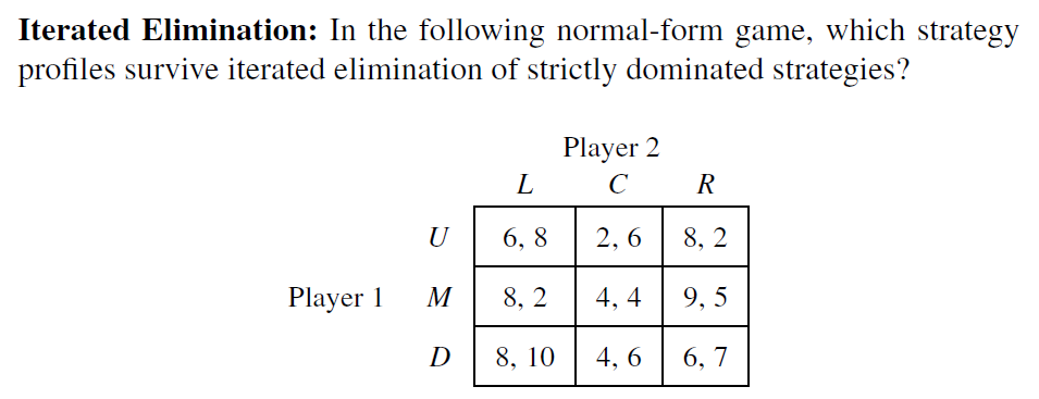 Solved Iterated Elimination: In the following normal-form | Chegg.com