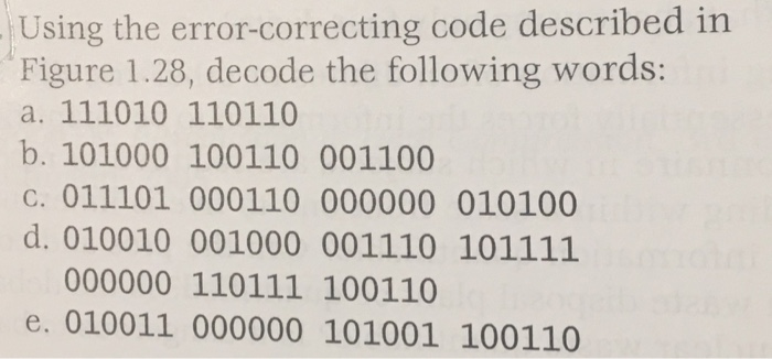 Using The Error Correcting Code Described In Figure 