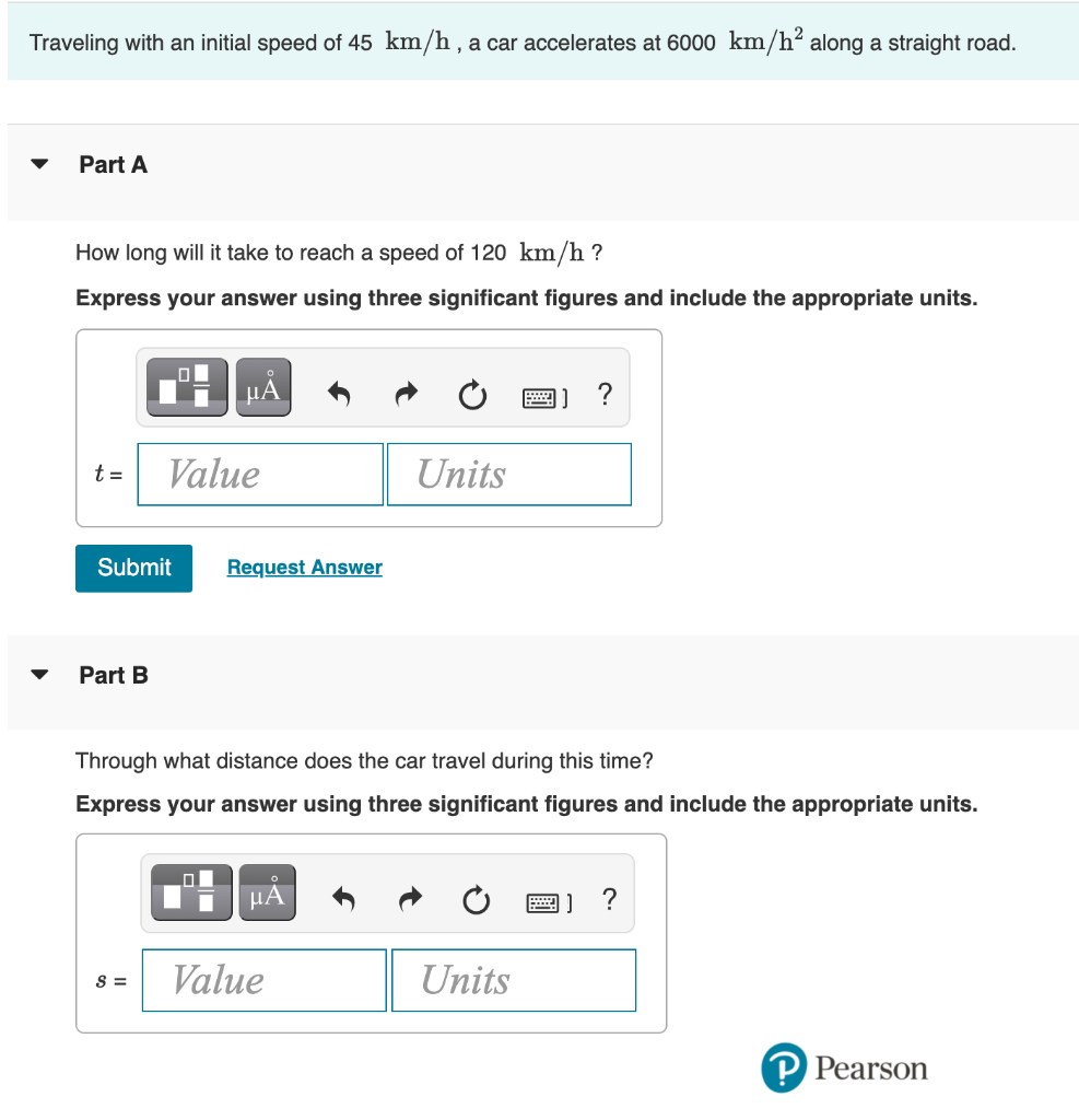 Solved Traveling with an initial speed of 45 km/h, a car | Chegg.com