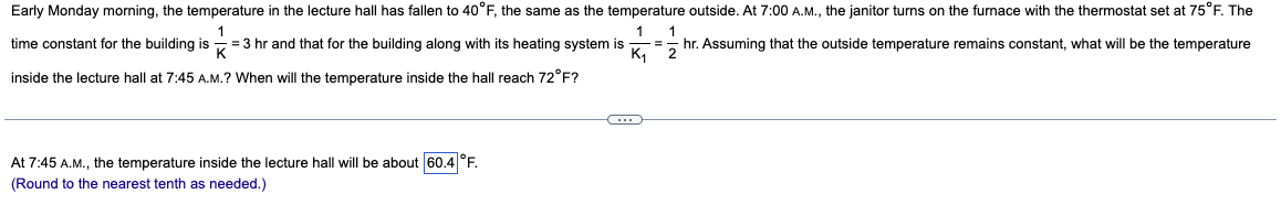 Solved Early Monday morning, the temperature in the lecture | Chegg.com