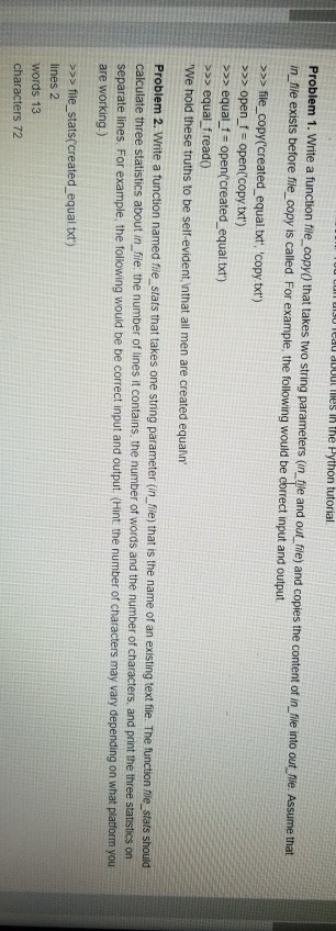 Solved Tes in the Python tutorial Problem 1. Write a | Chegg.com