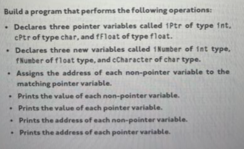 Solved Build a program that performs the following | Chegg.com