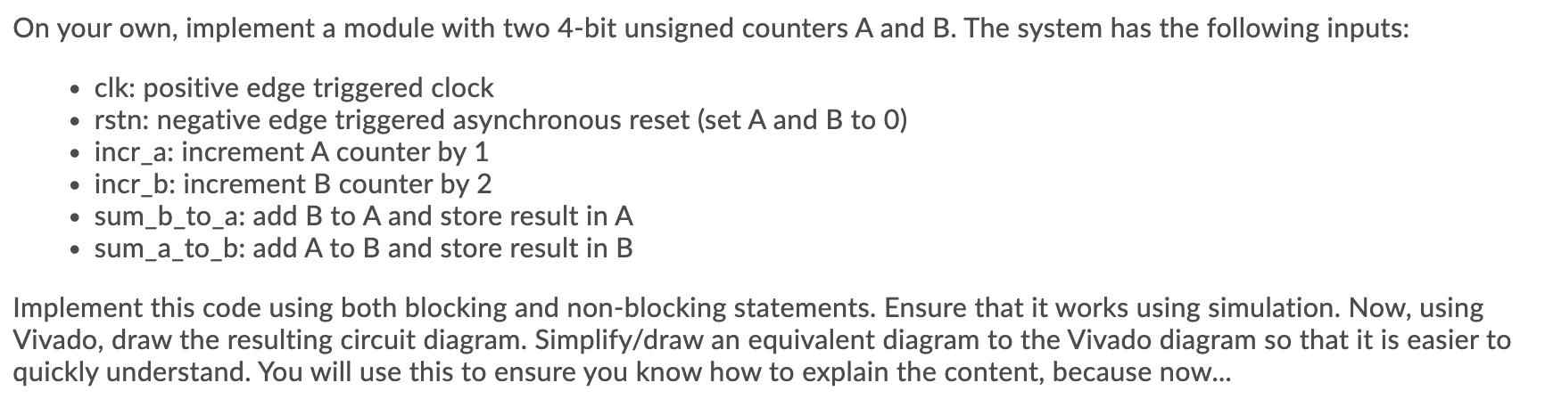 Solved On your own, implement a module with two 4-bit | Chegg.com