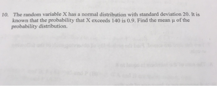 Solved The random variable X has a normal distribution with | Chegg.com