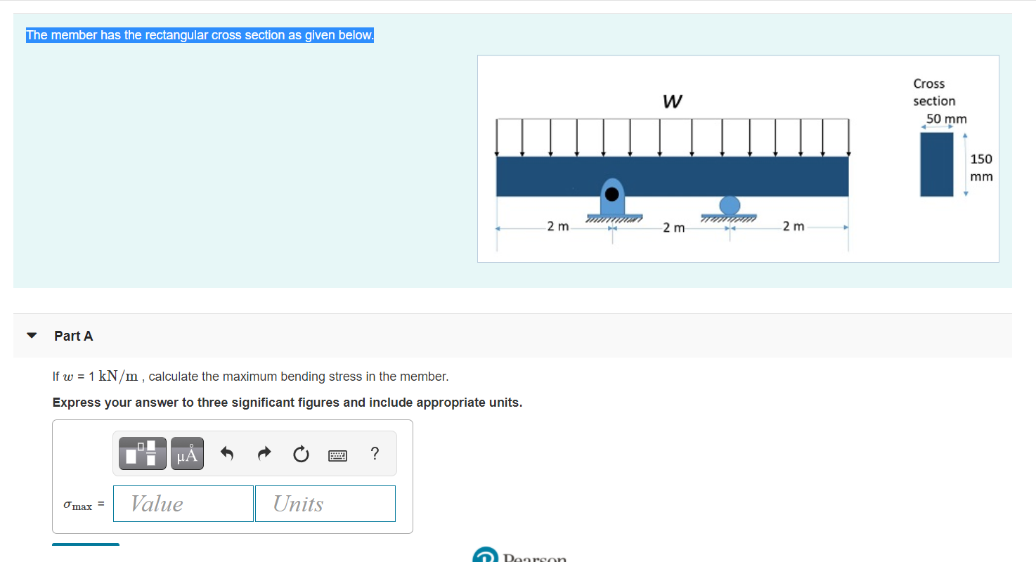 Solved The member has the rectangular cross section as given | Chegg.com