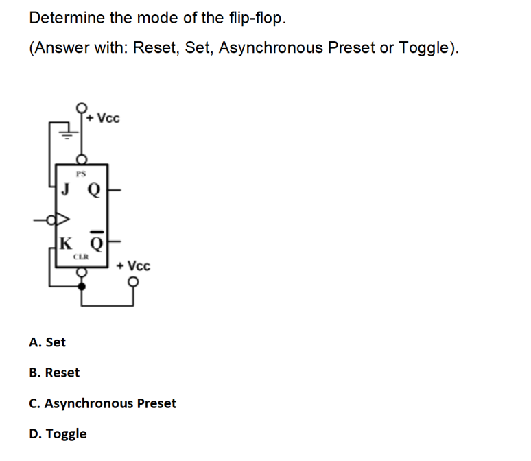 Solved Determine the mode of the flip-flop. (Answer with: | Chegg.com