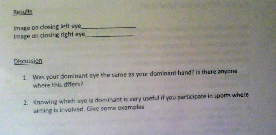 Solved Image on closing left eye image on closing right eye. | Chegg.com