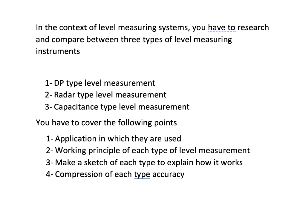 Solved In the context of level measuring systems, you have | Chegg.com