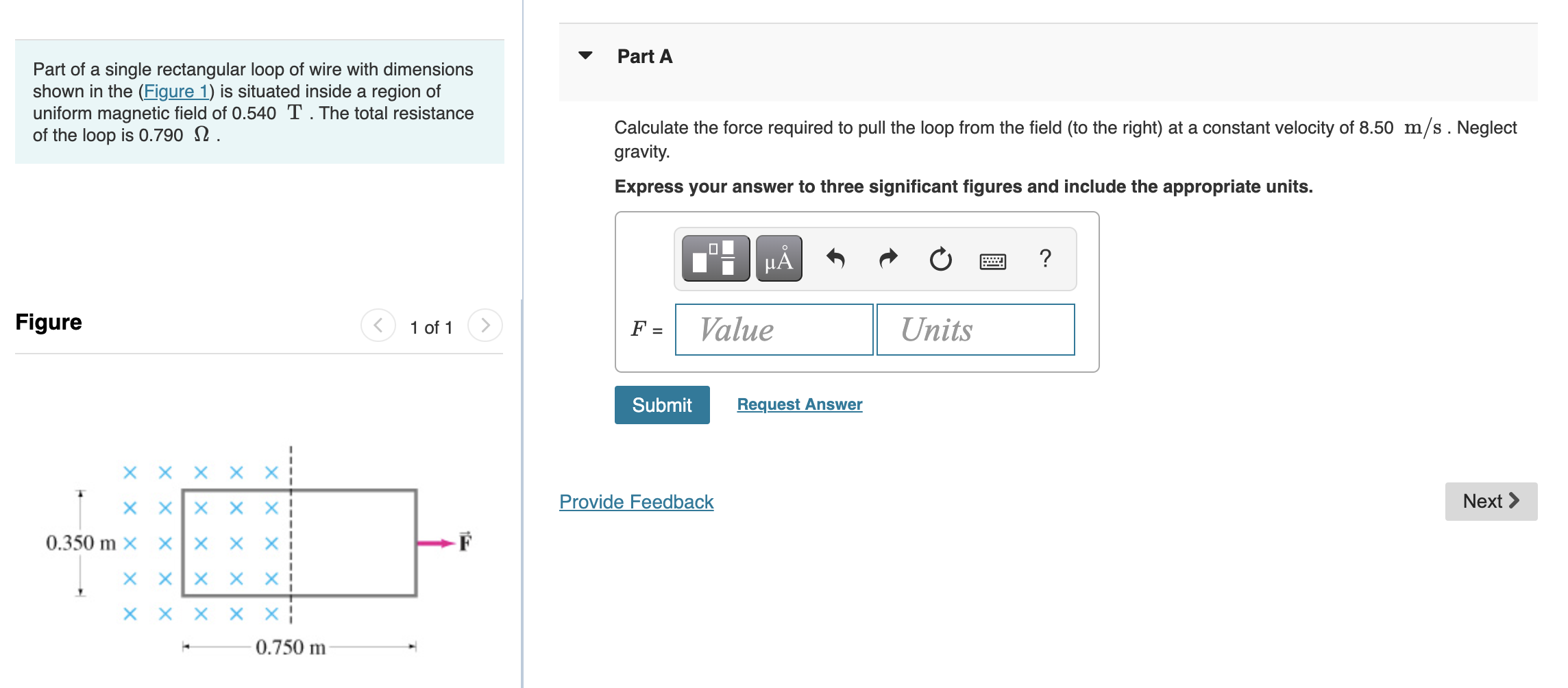 Solved Part A Part of a single rectangular loop of wire with | Chegg.com