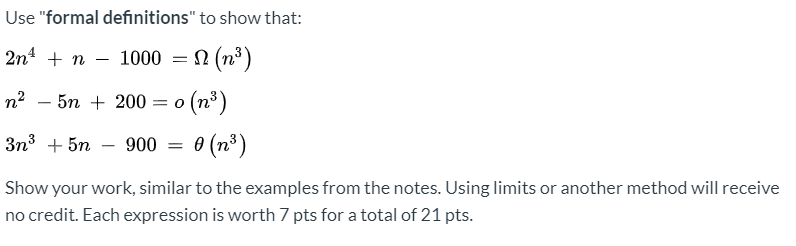 Solved Use "formal definitions" to show that: n2 2n4 + n - | Chegg.com