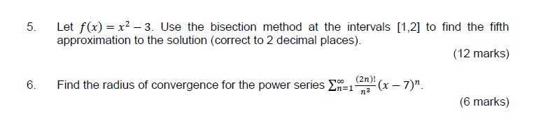 Solved Let f(x)=x2-3. ﻿Use the bisection method at the | Chegg.com