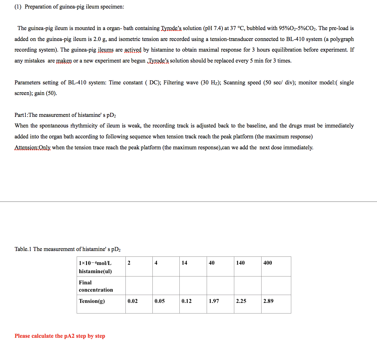 Solved Experiment 1 . Determination of the pharmacodynamic | Chegg.com