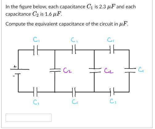 In the figure below, each capacitance C1 is 2.3μF and | Chegg.com