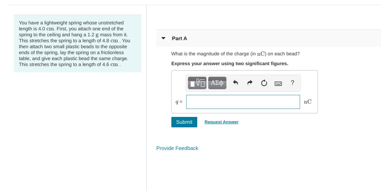 Solved Part A You have a lightweight spring whose | Chegg.com