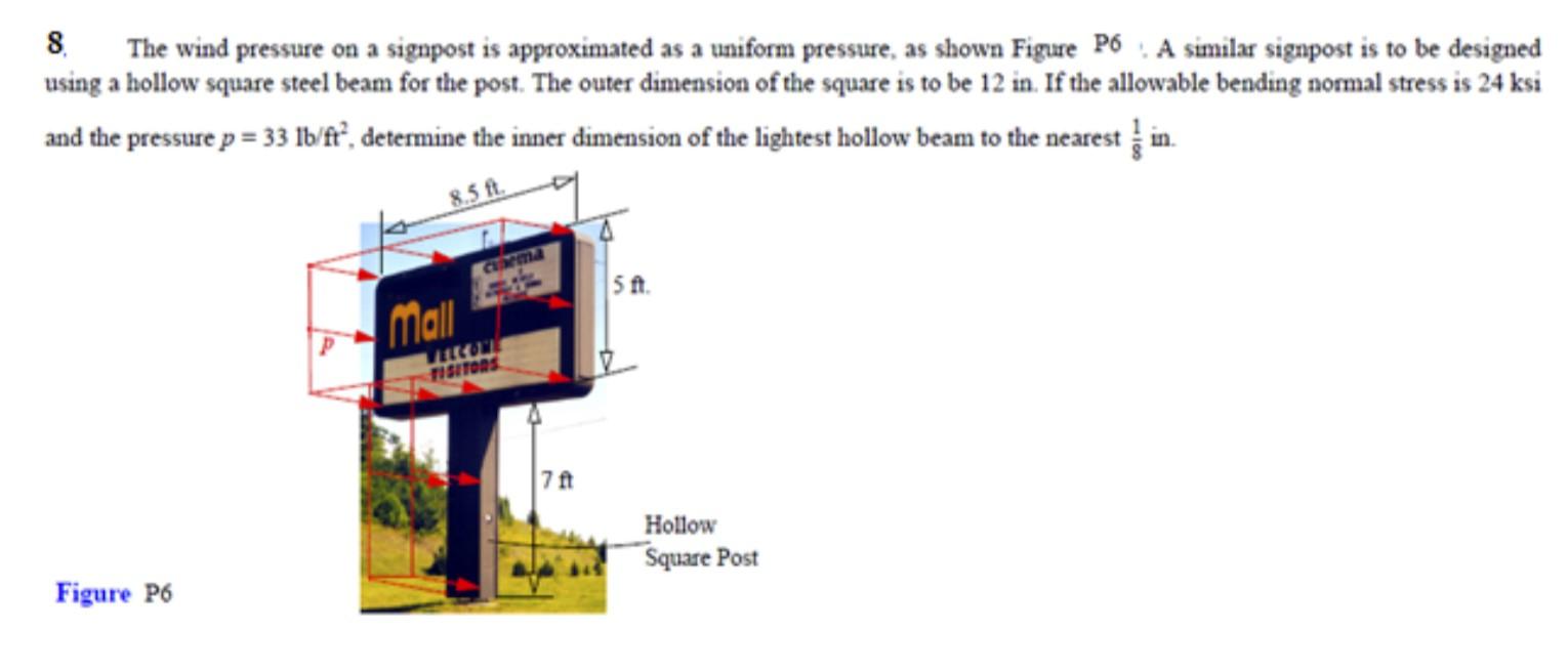 Solved 8. The wind pressure on a signpost is approximated as | Chegg.com