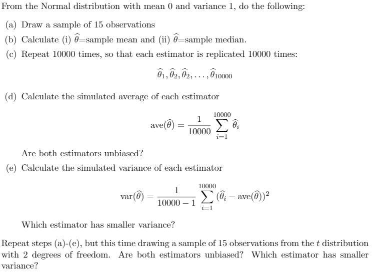 From the Normal distribution with mean 0 and variance | Chegg.com