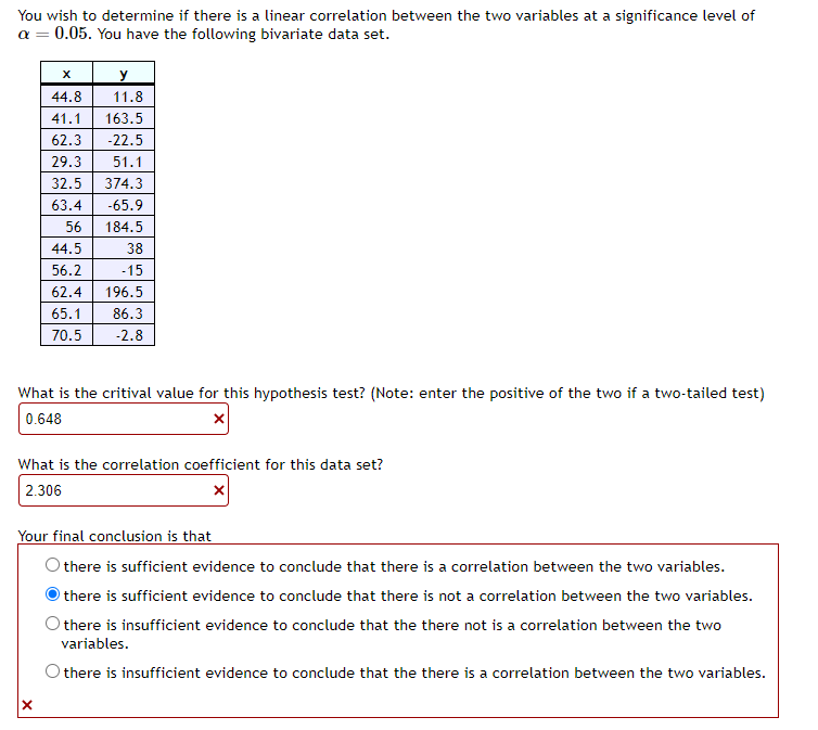 Solved You wish to determine if there is a linear | Chegg.com