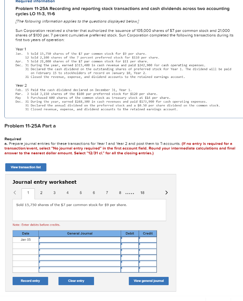Solved Required intormation Problem 11-25A Recording and | Chegg.com