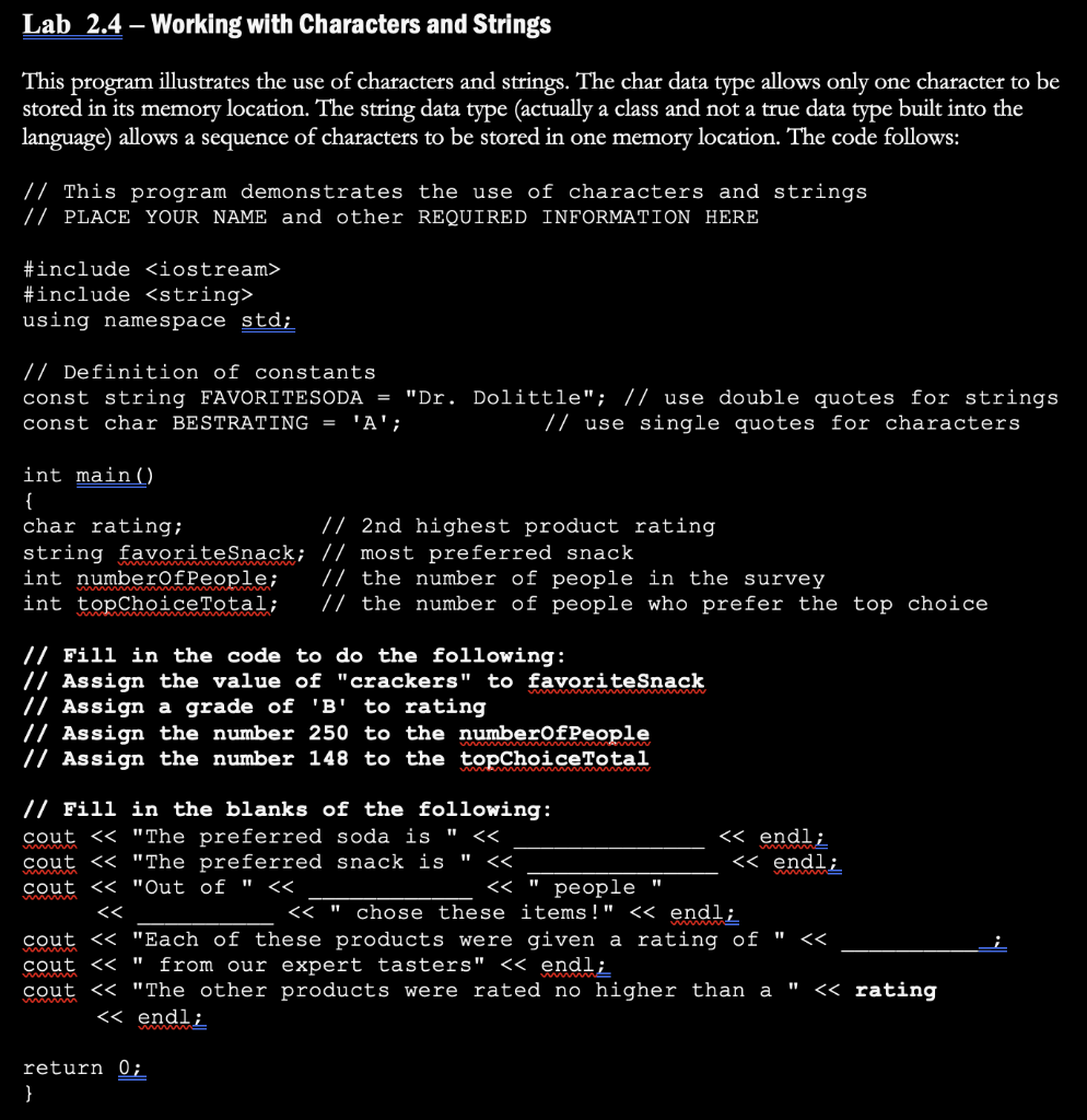 Solved Lab 2.4 - Working with Characters and Strings This | Chegg.com