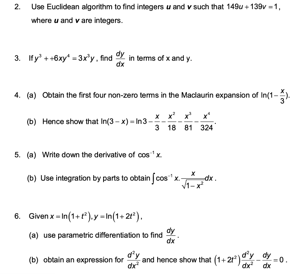 Solved 2. Use Euclidean algorithm to find integers u and v | Chegg.com