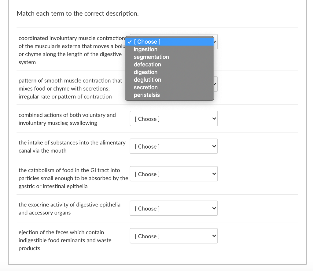 Solved Match each term to the correct description. | Chegg.com