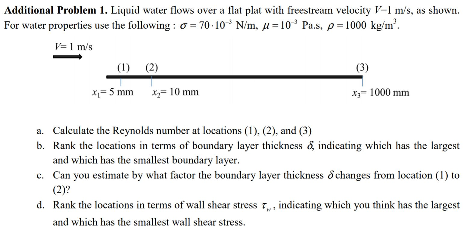 Solved Additional Problem 1. Liquid water flows over a flat | Chegg.com