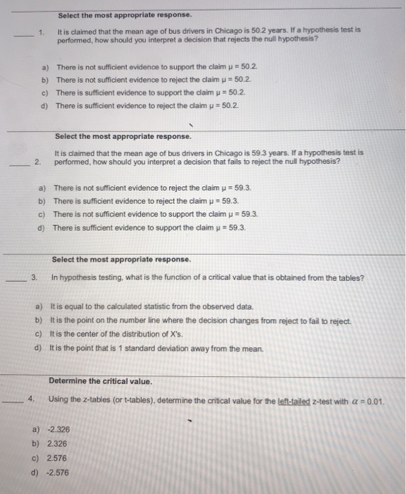 Solved Select the most appropriate response 5. Which type of | Chegg.com