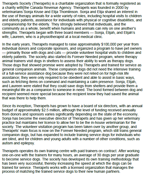 Solved Therapets Society (Therapets) is a charitable | Chegg.com